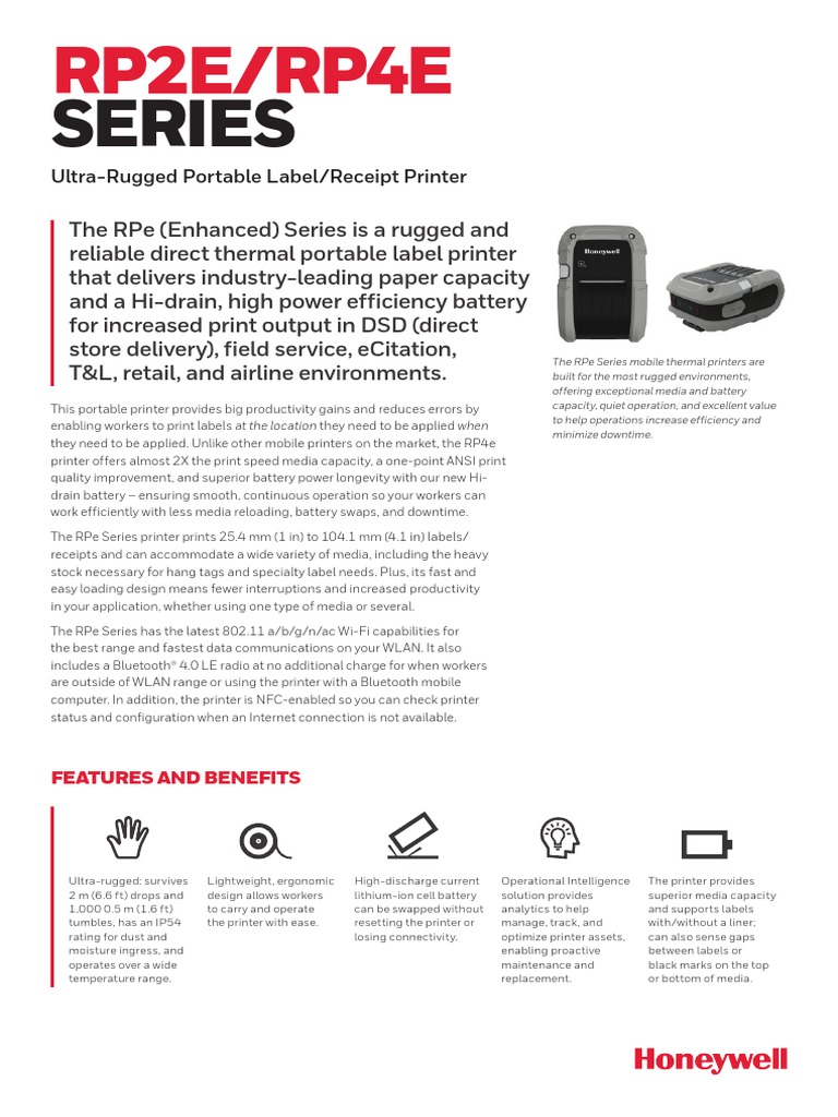 RP Series Mobile Printers Data Sheet en A4 | PDF | Printer (Computing ...