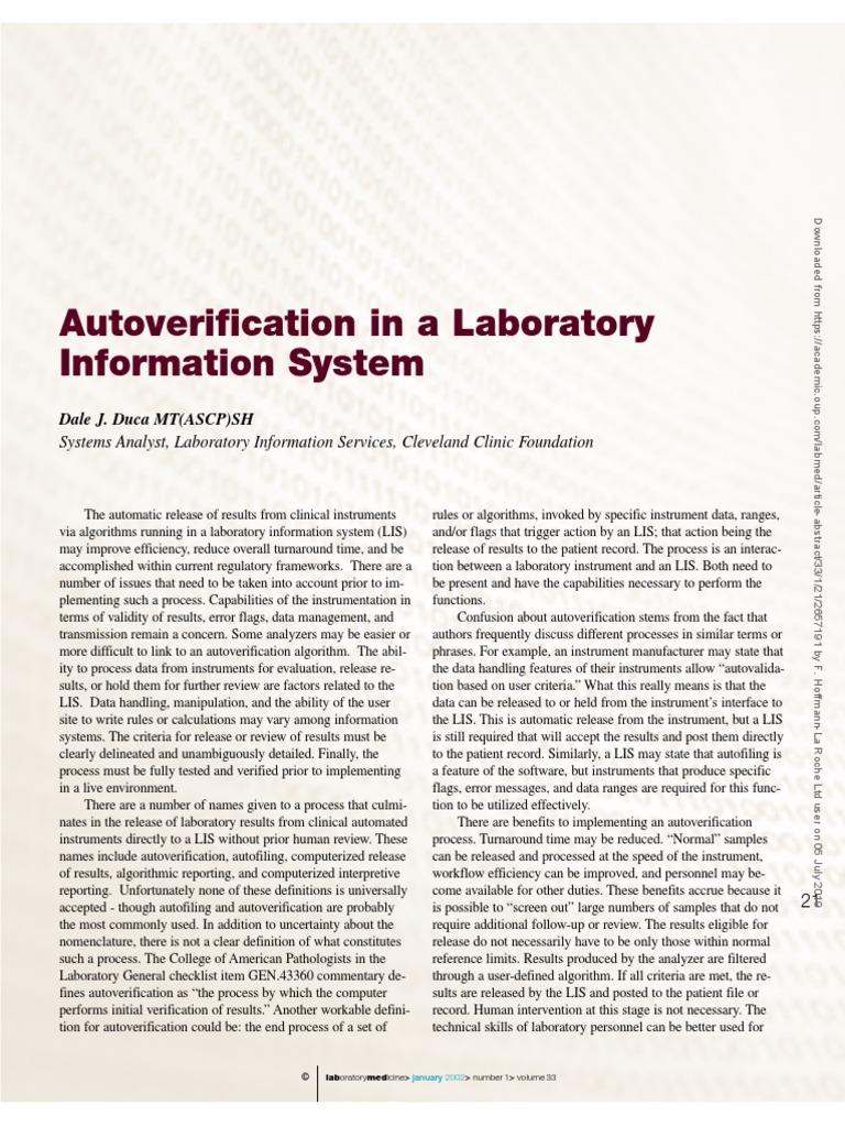Autoverification | PDF | Joint Commission | Food And Drug Administration