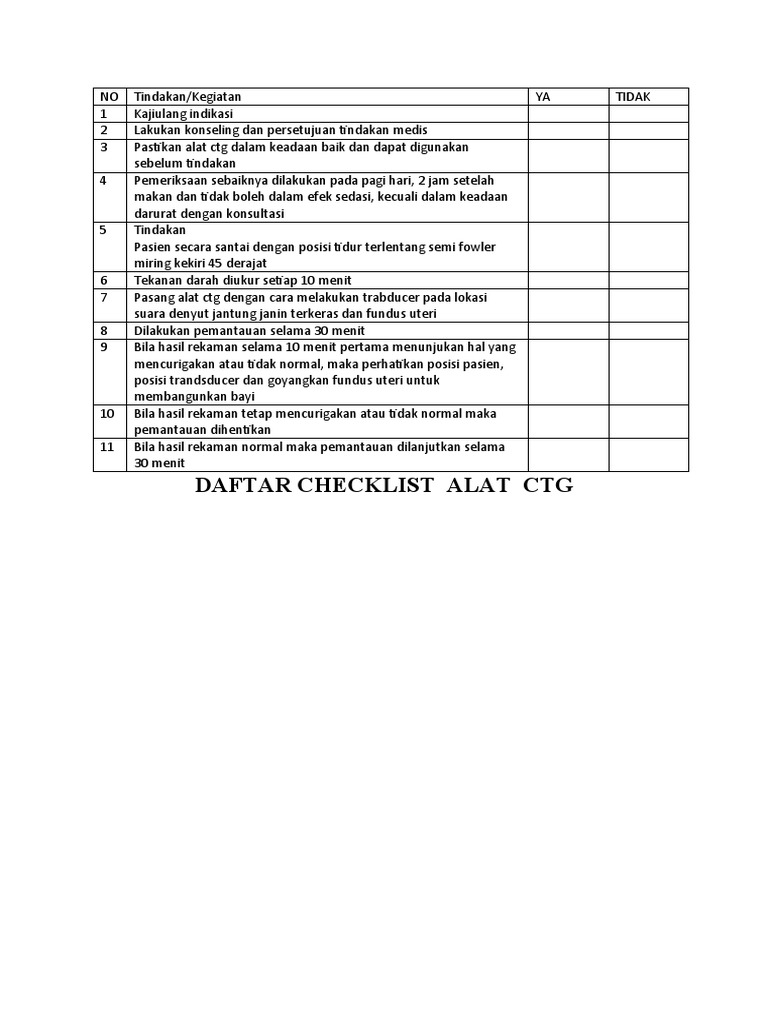 Prosedur Pemeriksaan CTG Ibu Hamil | PDF