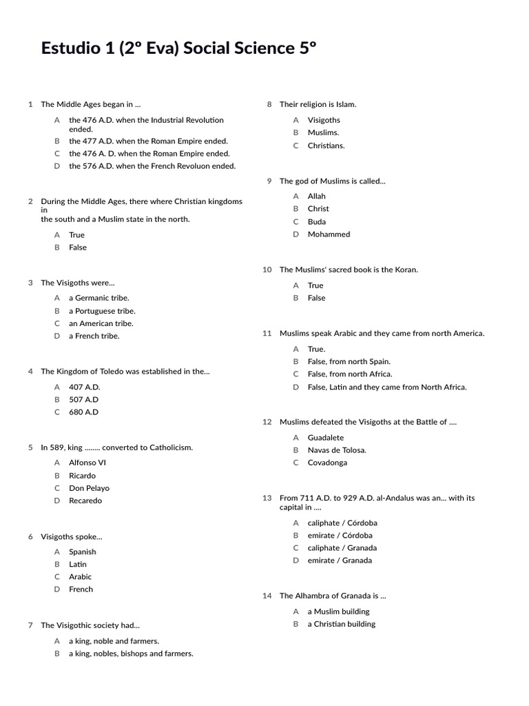 Social Science - Plickers | PDF | Al Andalus | Abrahamic Religions