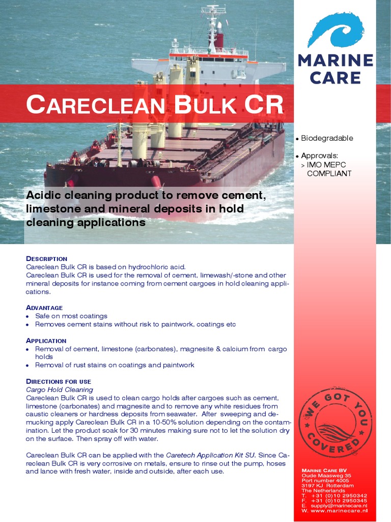 Careclean Bulk CR for Hold Cleaning | PDF | Cement | Limestone