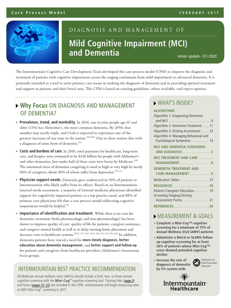 Mild Cognitive Impairment (MCI) and Dementia CPM | PDF | Dementia ...