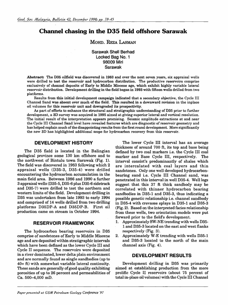 Channel Chasing in The D35 Field Offshore Sarawak | PDF | Petroleum ...