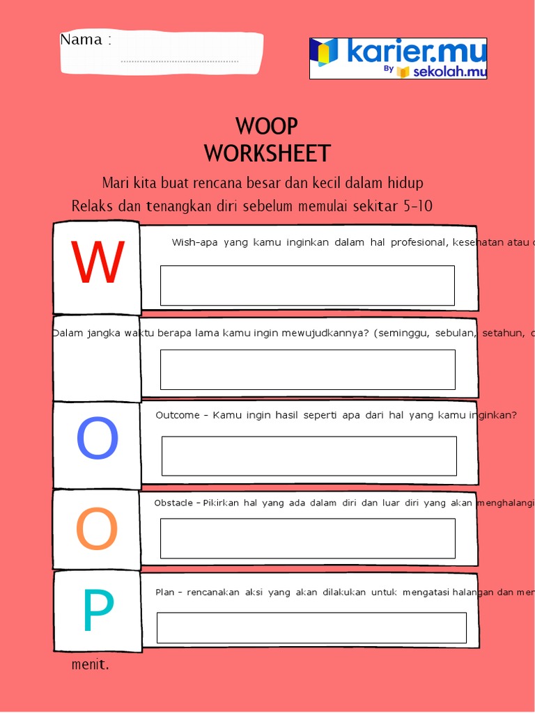 WOOP Worksheet | PDF