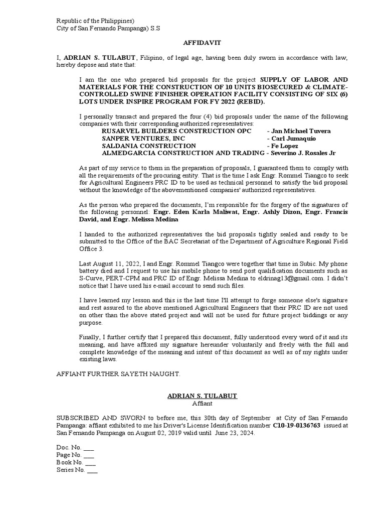 Affidavit DA | PDF | Civil Law (Common Law) | Document