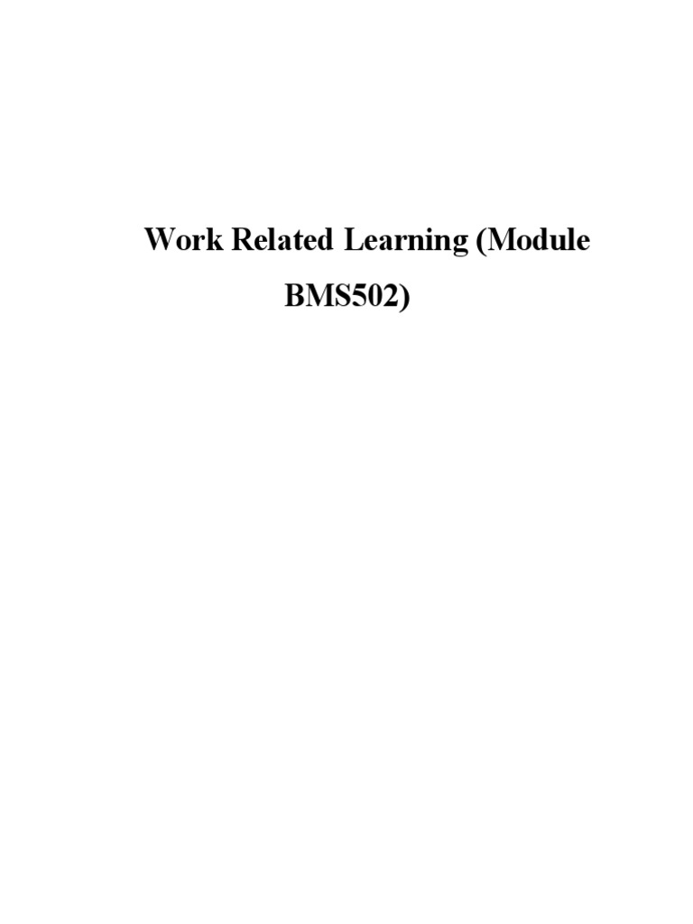 Work Related Learning | PDF | Human Resource Management | Human Resources