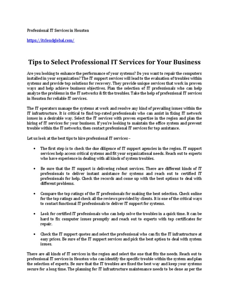 Professional IT Services in Houston | PDF | Computing | Business