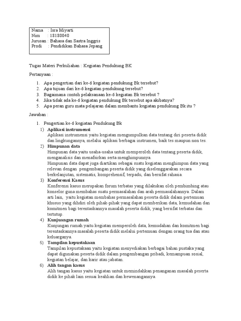 Tugas Kegiatan Pendukung BK | PDF
