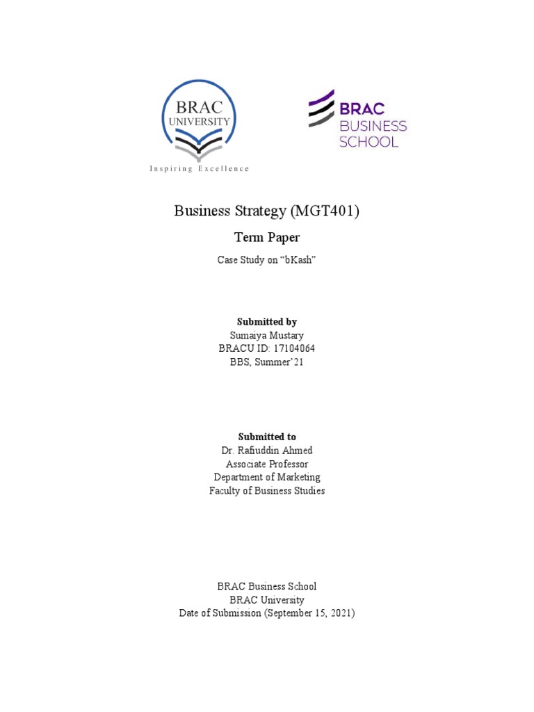 Case Study Bkash - MGT401 | PDF | Market (Economics) | Business