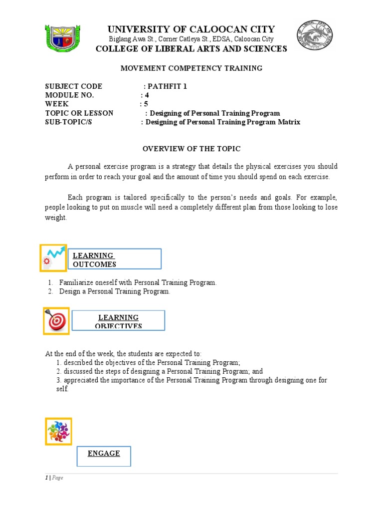 Designing a Personal Training Program Matrix | PDF | Physical Fitness ...