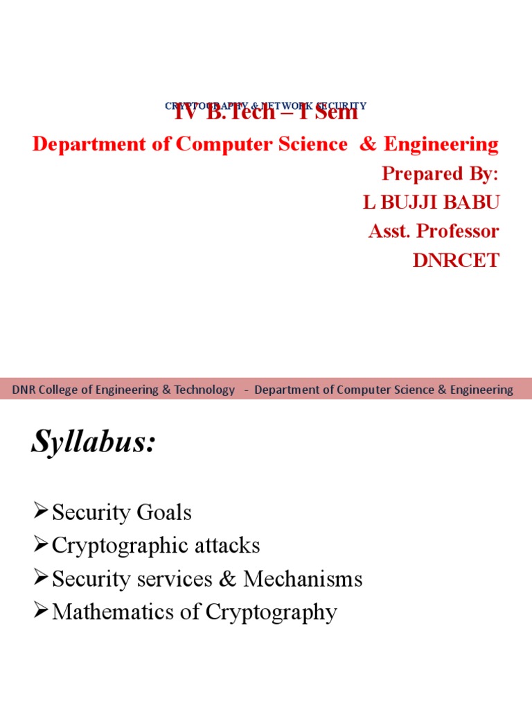 Cns Unit I Pdf Encryption Information Security