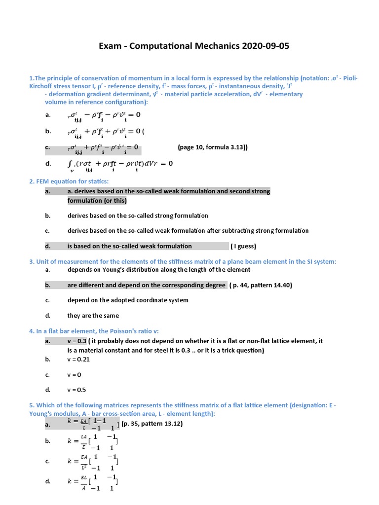 CM Exam | PDF | Stress (Mechanics) | Finite Element Method