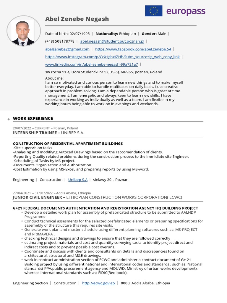 Abel Negash CV | PDF | Ethiopia