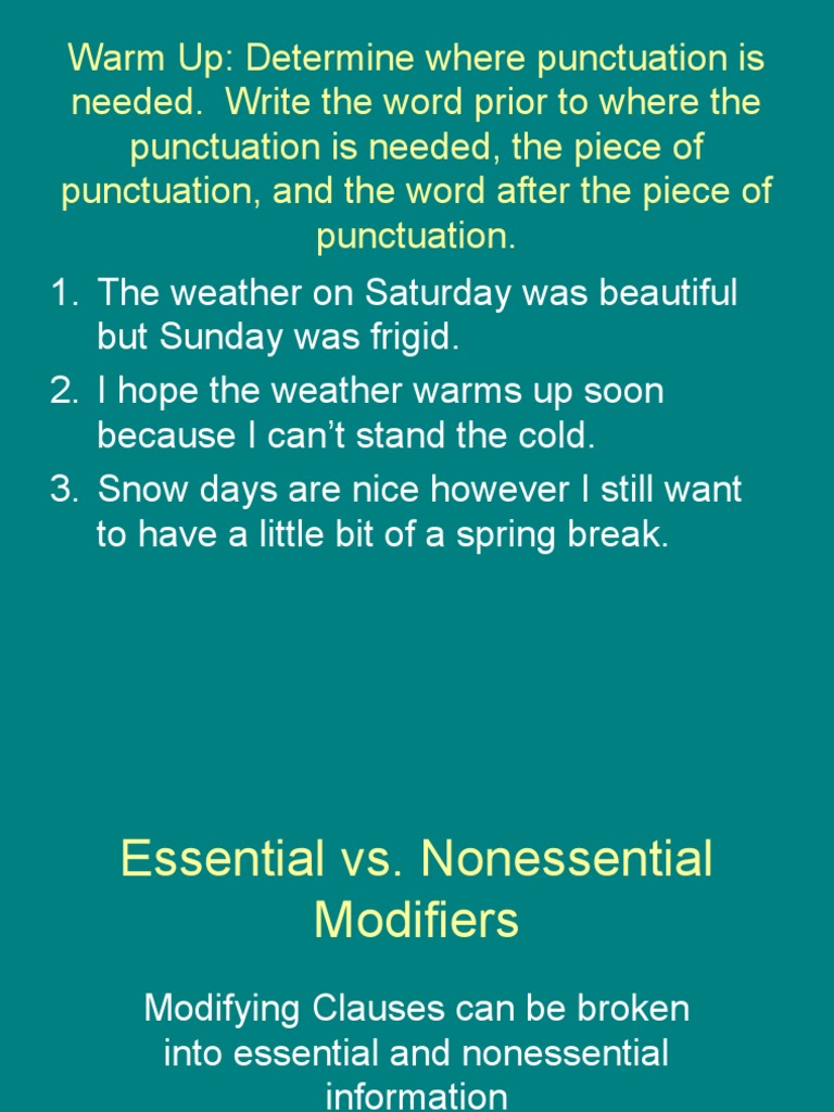 Notes - Essential Vs Nonessential | PDF | Sentence (Linguistics ...