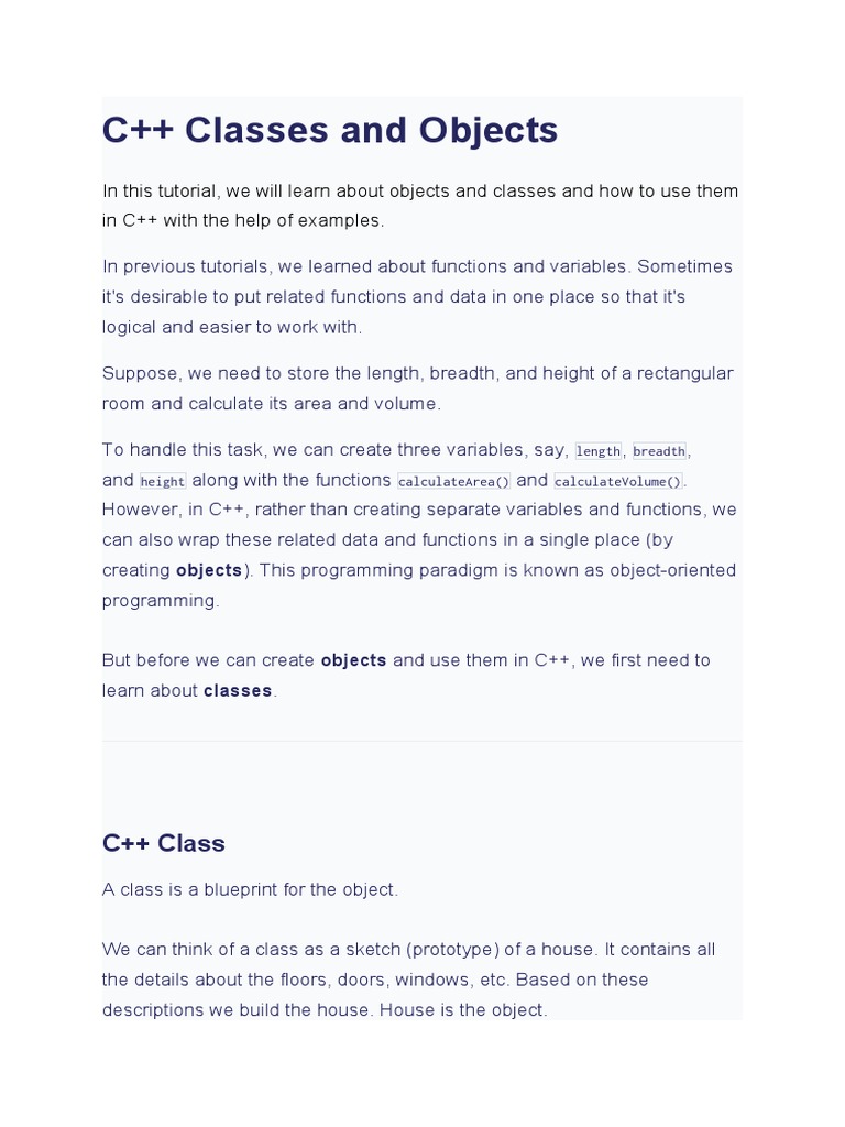 C++ Classes & Objects | PDF | Class (Computer Programming) | C++