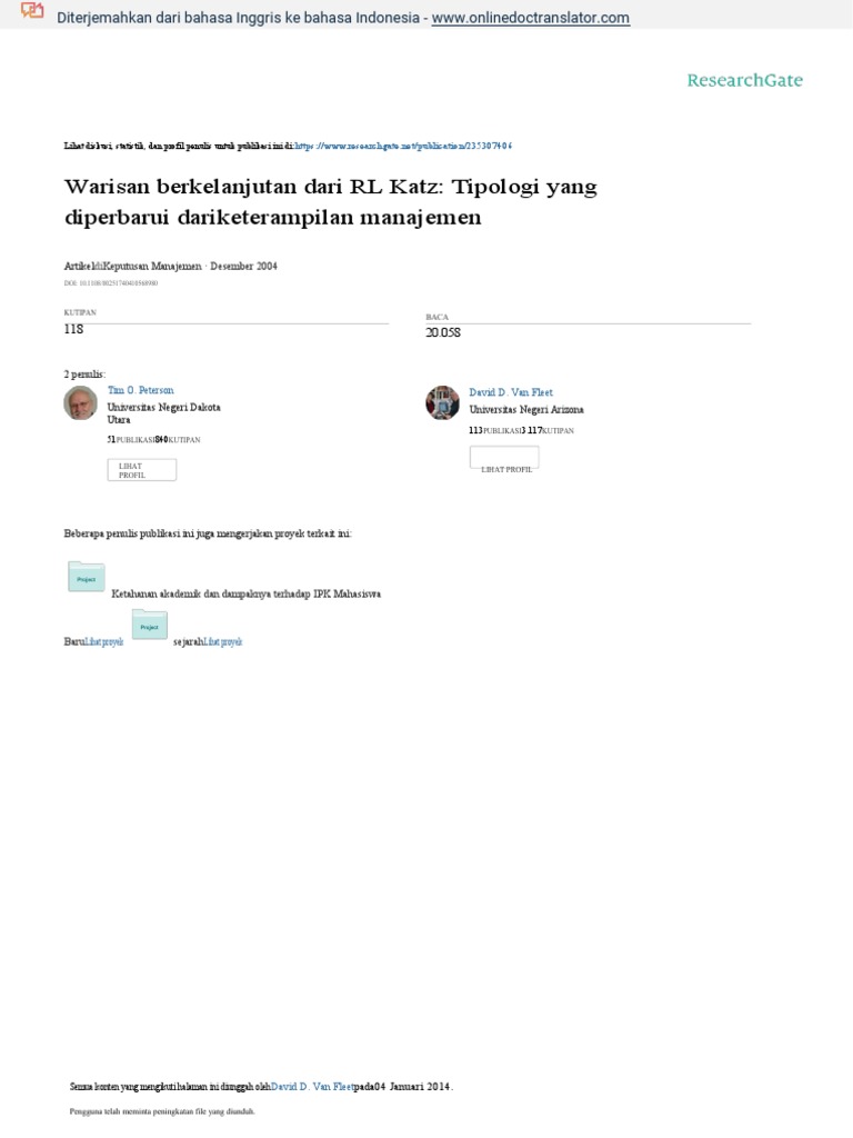 The Ongoing Legacy of R.L. Katz An Updated Typology of Management ...