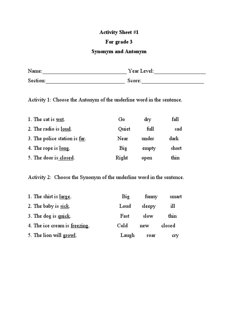 Activity Sheet For Grade 3 | PDF | Syntax | Linguistics