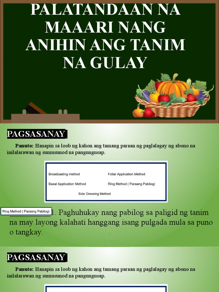 Ag-Q1-Module3-Aralin 8-Palatandaan Na Maaari Nang Anihin Ang Tanim Na ...