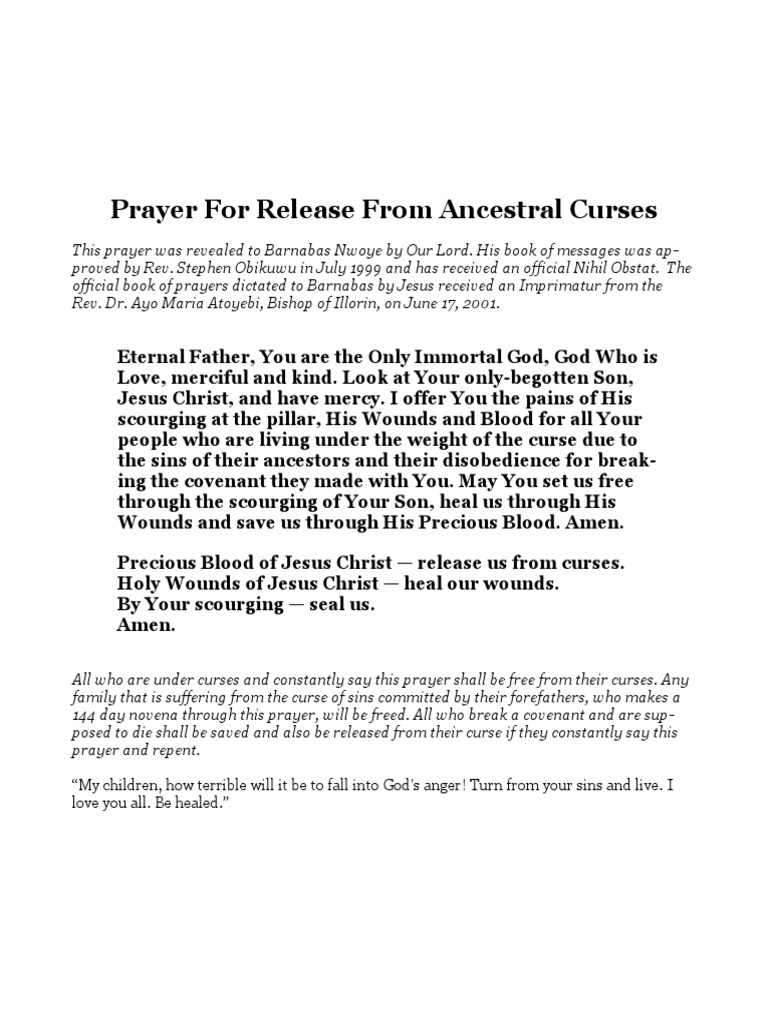Prayer for Ancestral Curse Release | PDF | Cooking, Food & Wine
