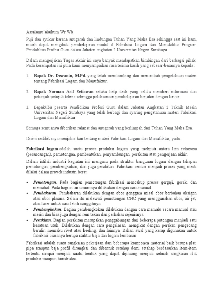 Panduan Fabrikasi Logam dan Manufaktur | PDF