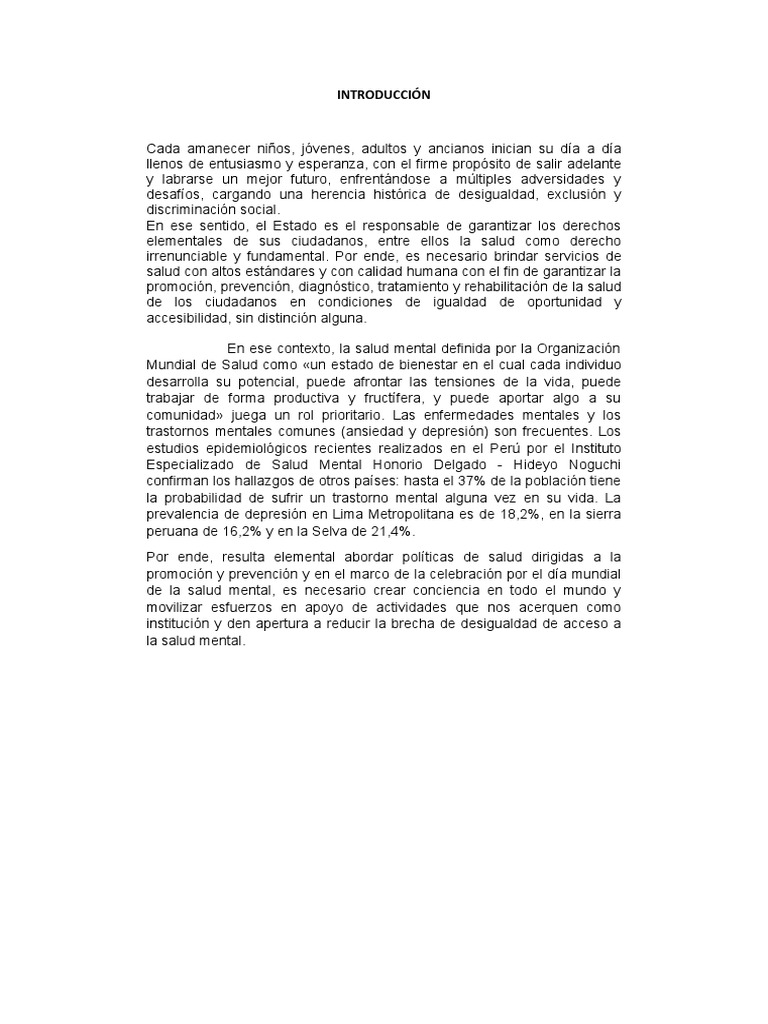 Introducción - Salud Mental | PDF Introducción - Salud Mental | PDF