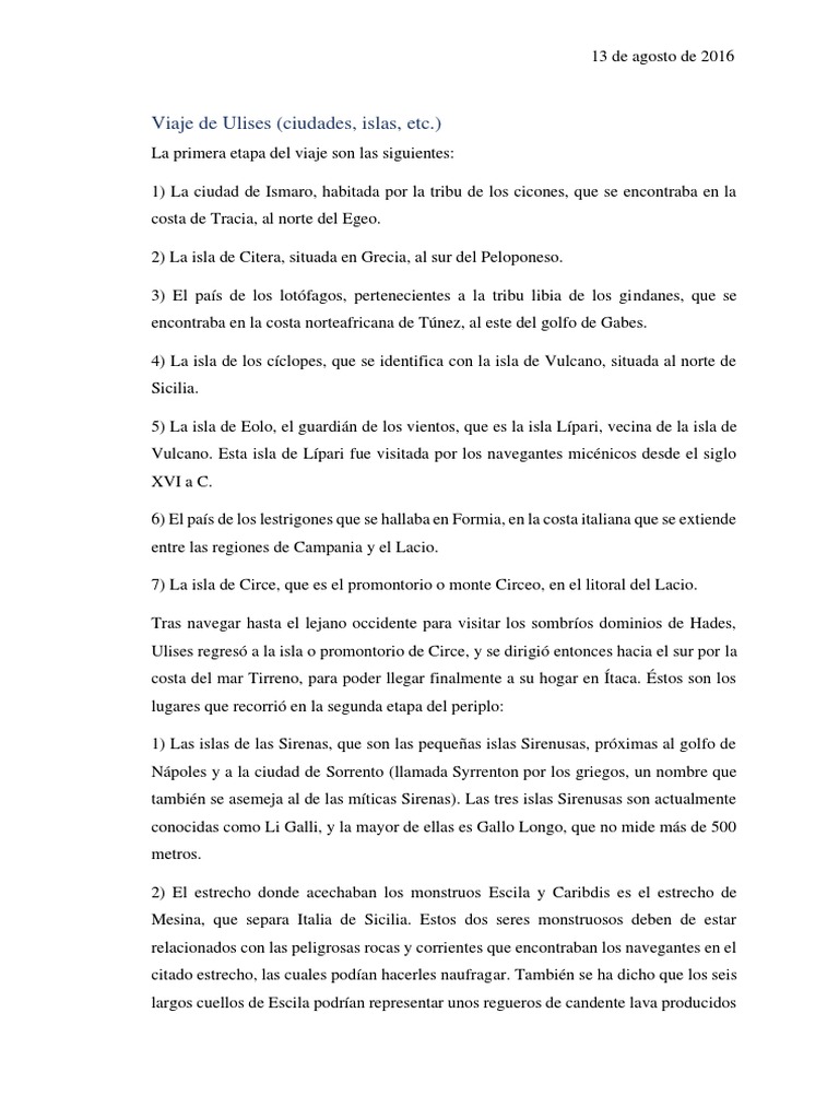 Viaje de Ulises | PDF | Odiseo | Odisea