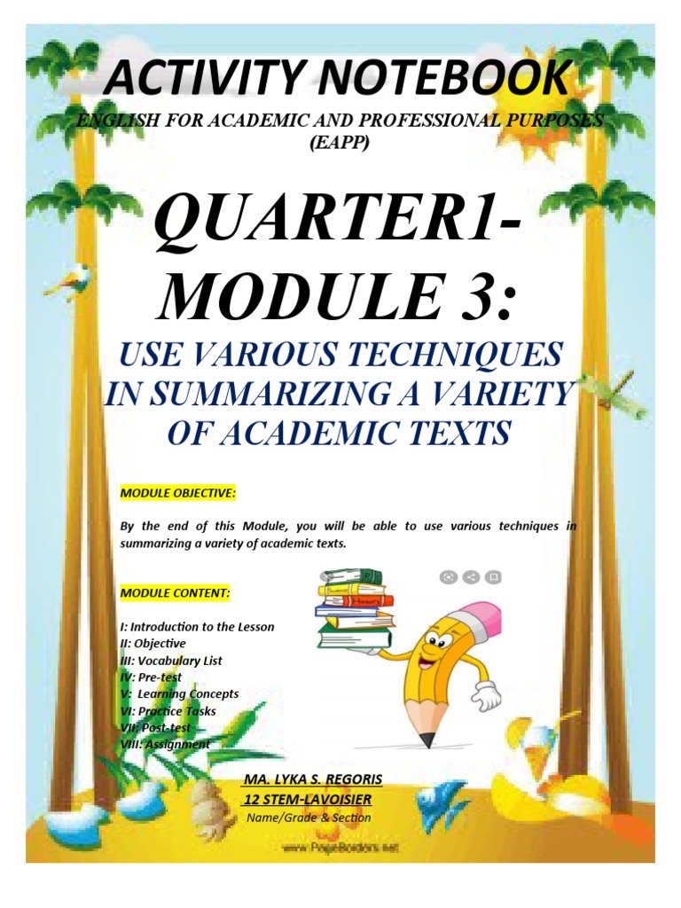 EAPP Activity Notebook Q1M3 | PDF | Citation | Cognition