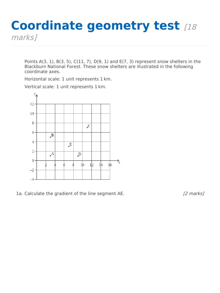 Coordinate Geometry Test | PDF