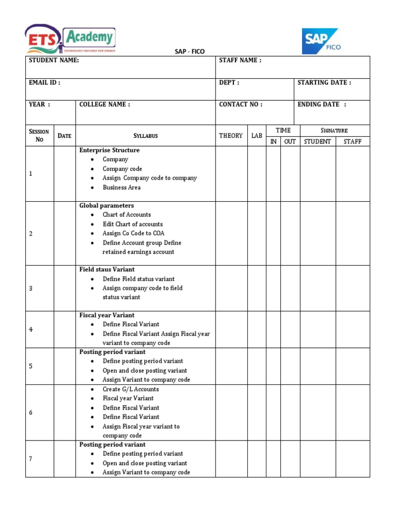 SAP - FICO Syllabus | PDF | Invoice | Payments