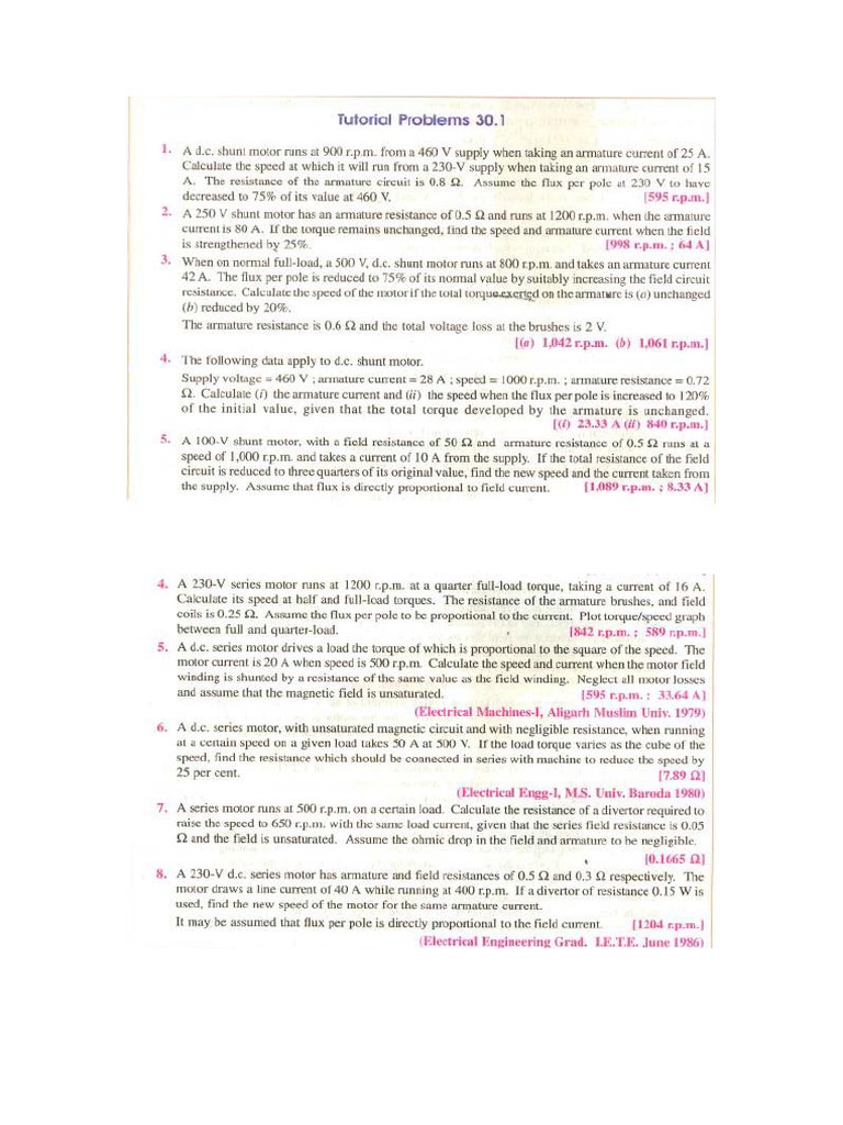 Practice Problems On Dc Motors Pdf
