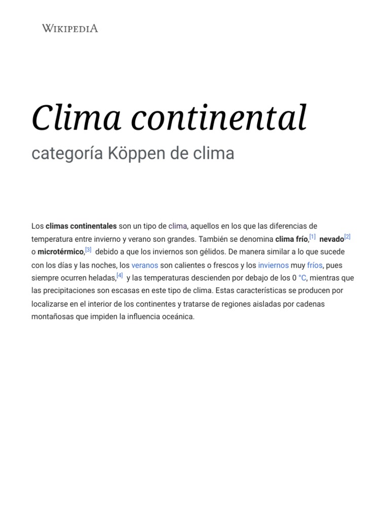 Clima Continental - Wikipedia, La Enciclopedia Libre | PDF | Entorno ...