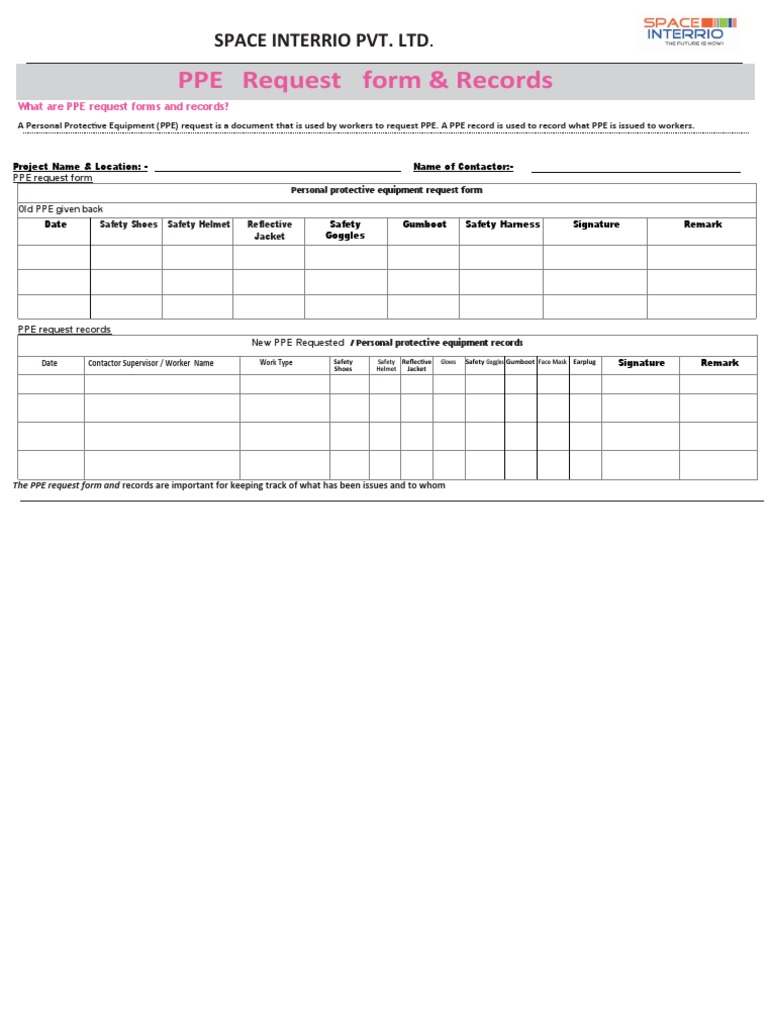 Sample PPE Request Form and Records | PDF