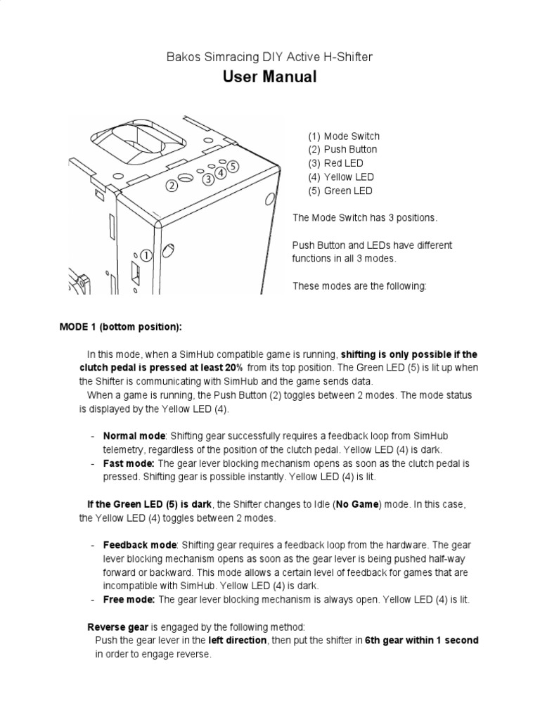 Bakos Simracing DIY Active H-Shifter - User Manual v4 | PDF | Manual ...