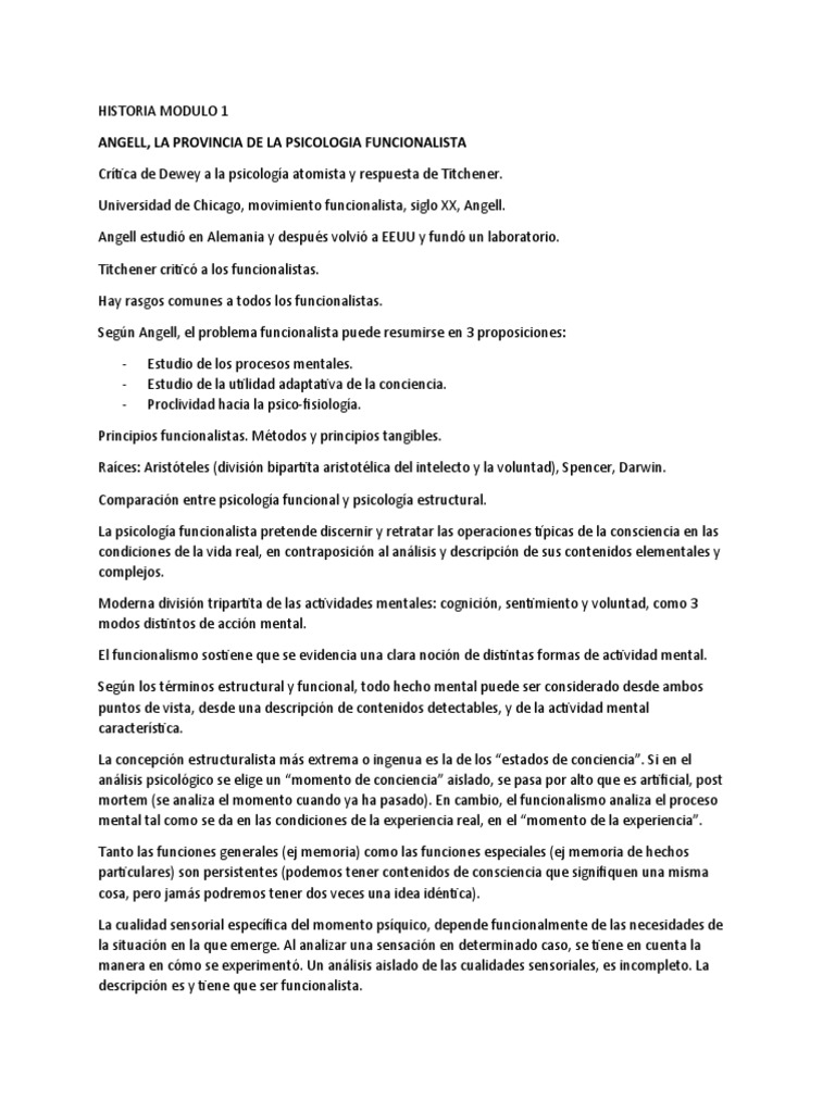 Resumen Historia Social de La Psicologia Modulo 1 | PDF | Sicología | Experiencia