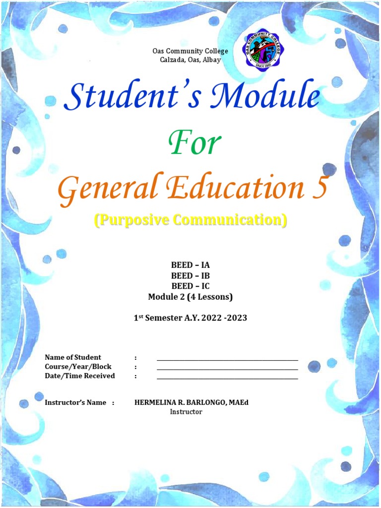 General Education 5 Purposive Communication Module 2 | Download Free ...