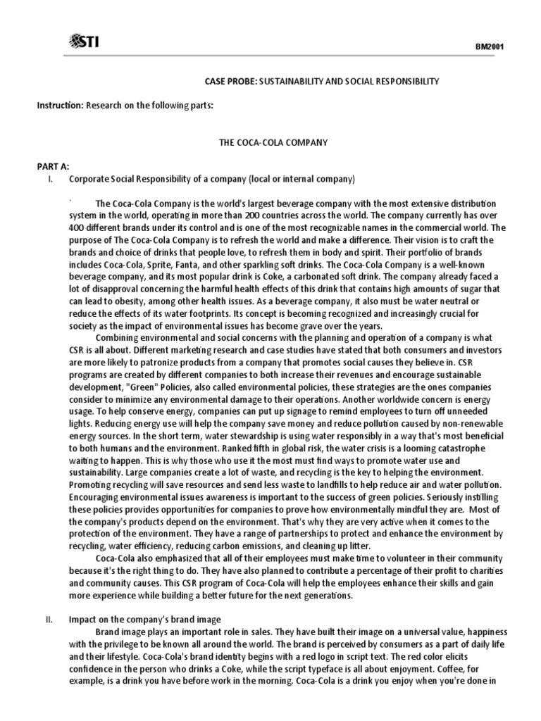 04 - Task - Performance - 1 (5) CASE STUDY 2YR | PDF | Corporate Social Responsibility | The ...