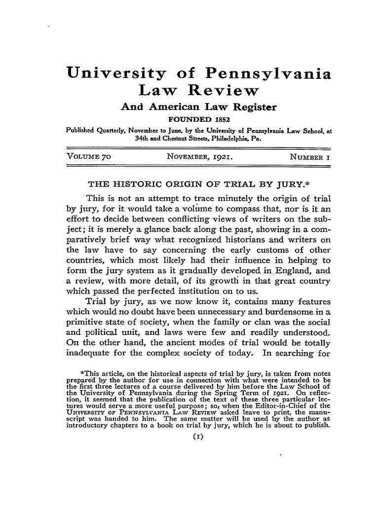 The Historic Origin of Trial by Jury | PDF | Trials | Judge