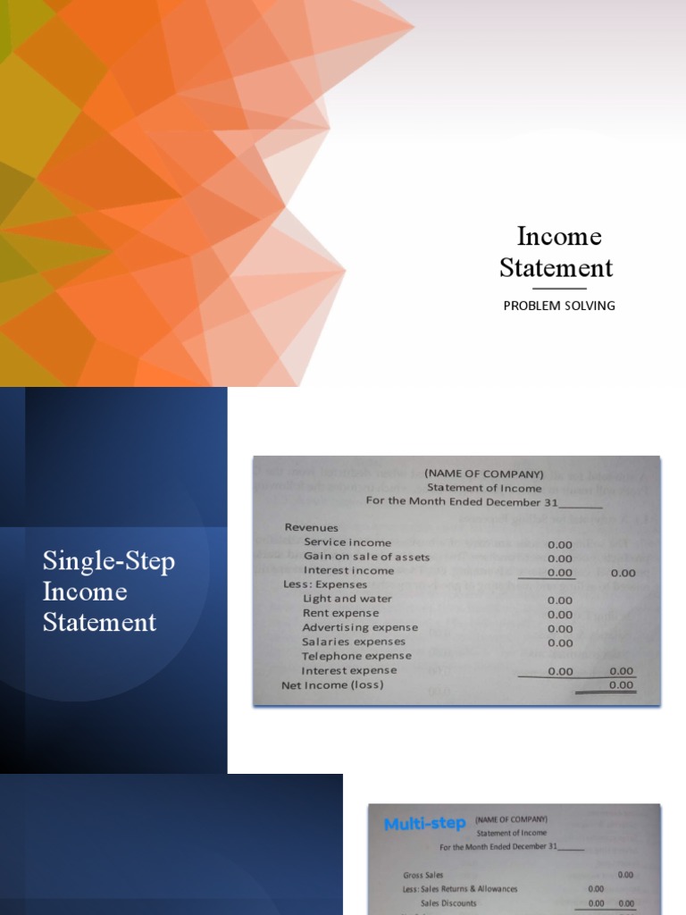 Income Statement Problem Solving | PDF | Expense | Revenue