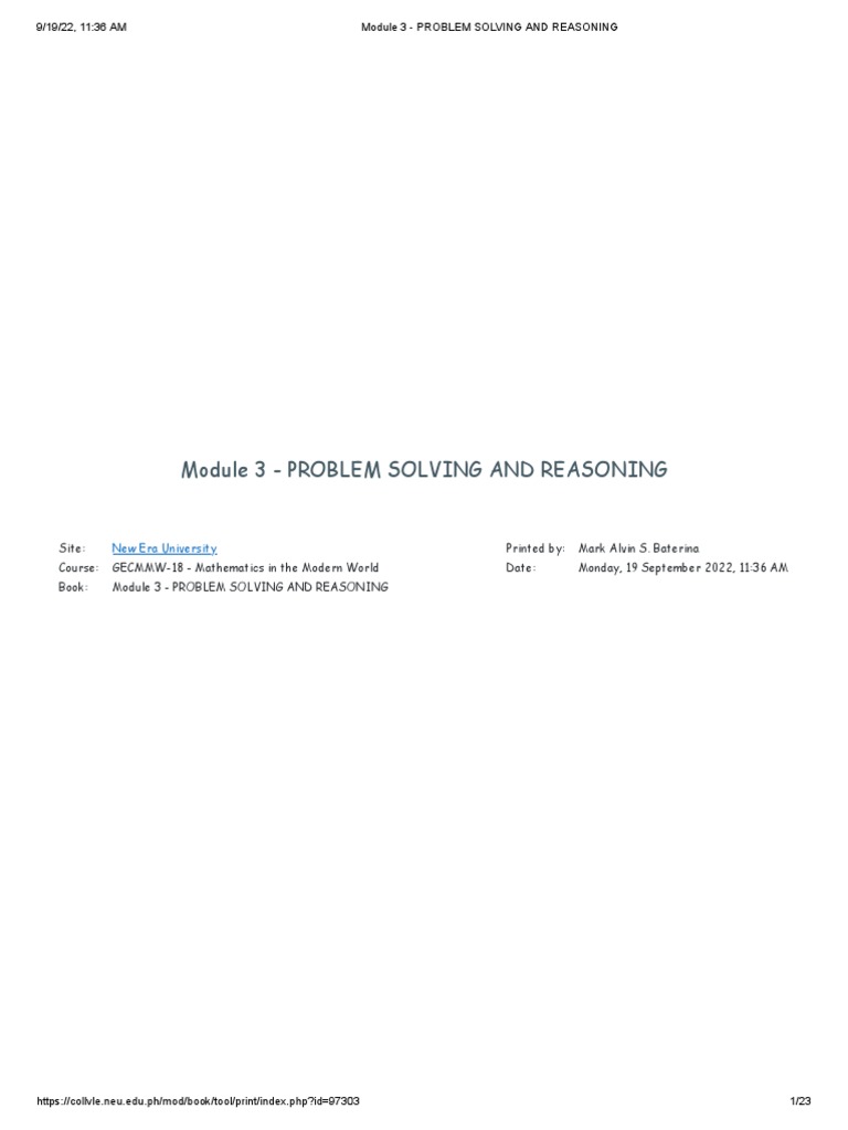 Module 3 - PROBLEM SOLVING AND REASONING | PDF | Inductive Reasoning | Reason