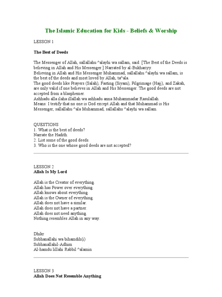The Islaamic Education For Kids | PDF | Blasphemy | Muhammad