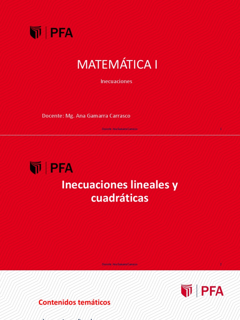 Sesión 2 - Inecuaciones Lineales y Cuadráticas | PDF | Factorización | Desigualdad (Matemáticas)