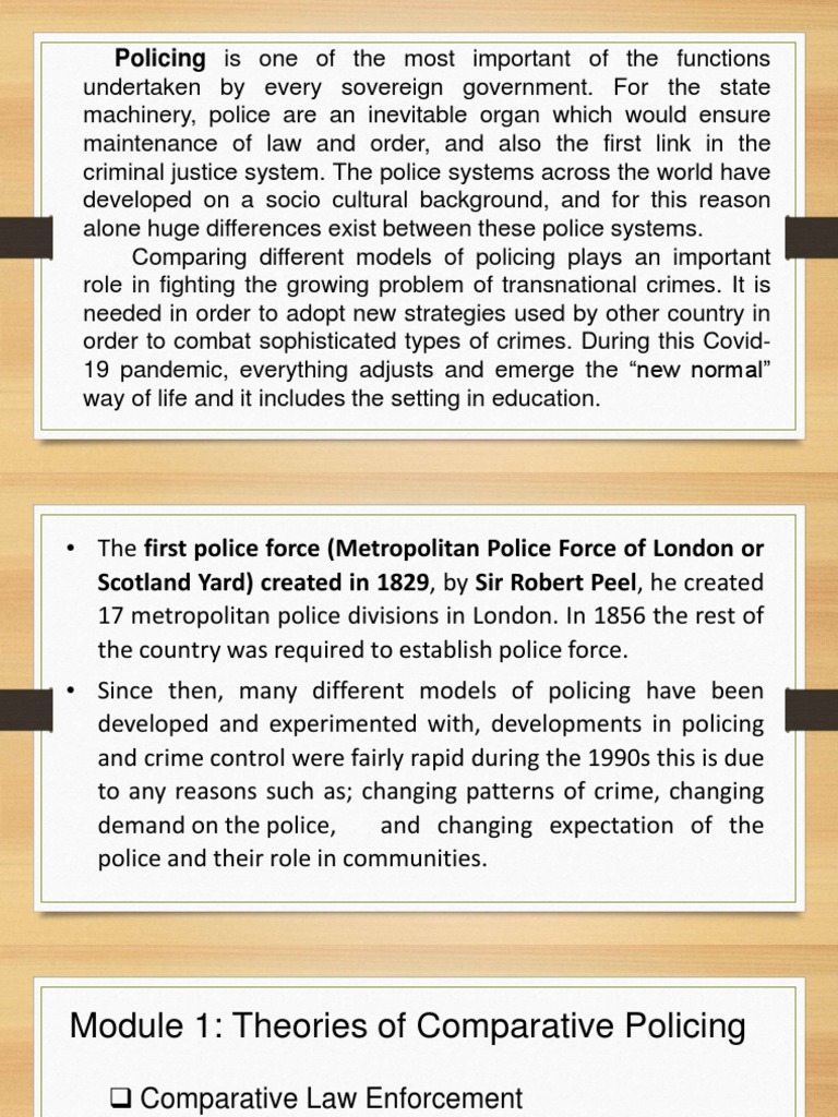 Module 1 - Theories of Comparative Policing | PDF | Police | Witness