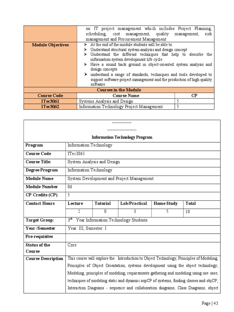 Oosad Course Outline Pdf Object Computer Science Use Case