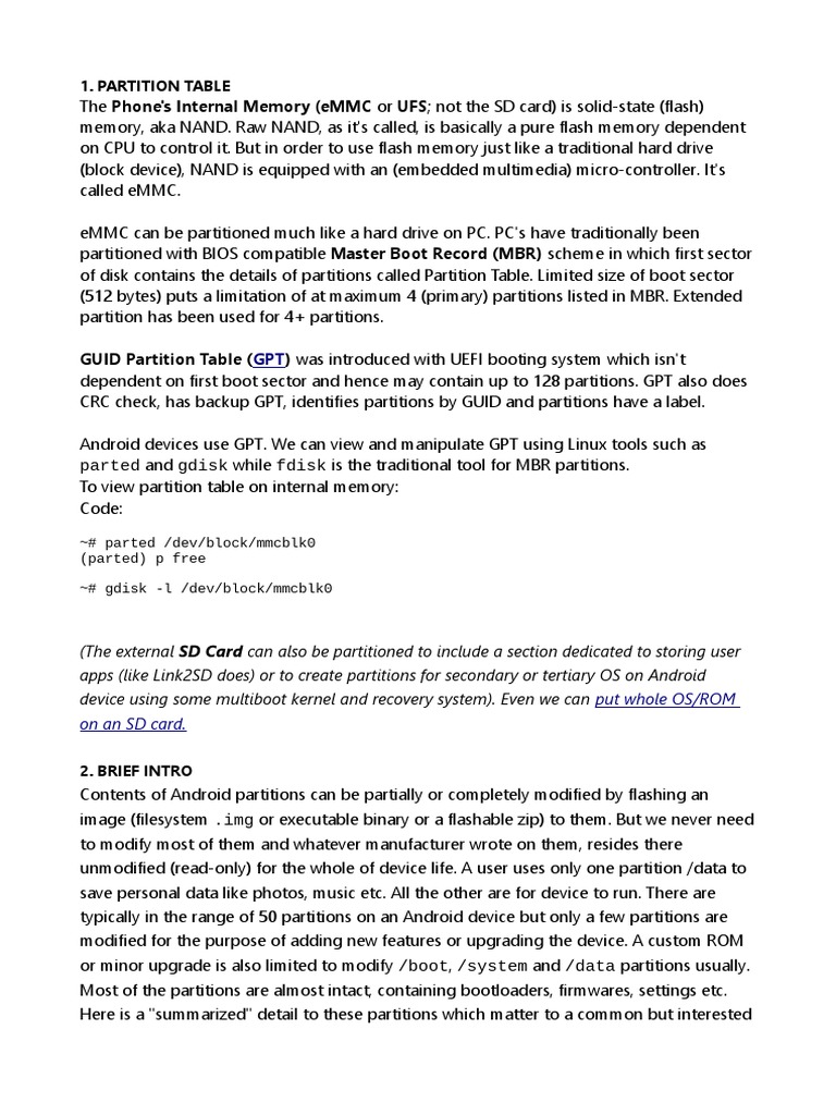 DEVICE PARTITIONS and FILESYSTEMS INFO | PDF | Android (Operating ...