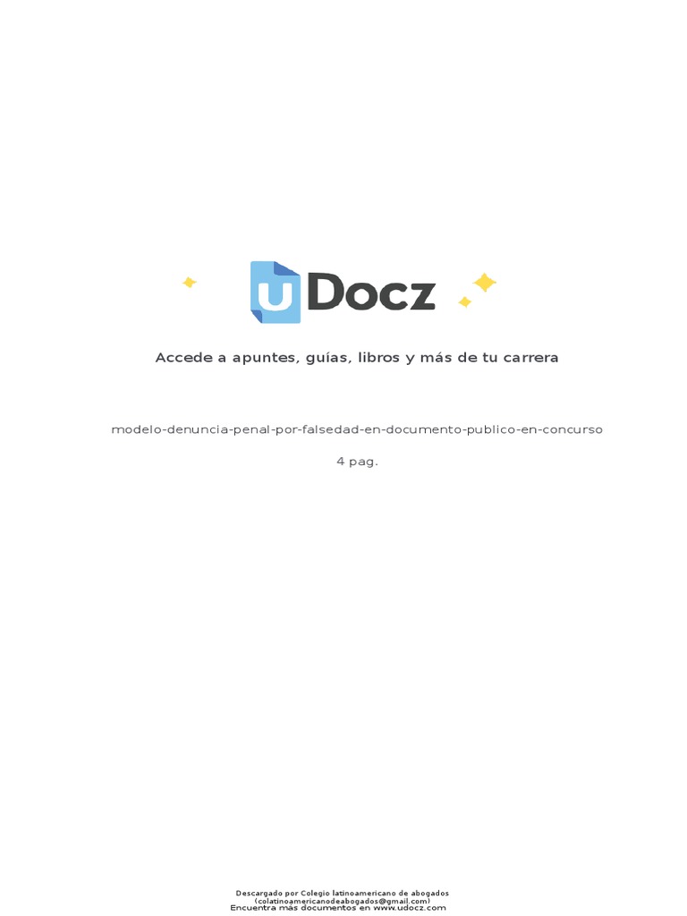 Modelo Denuncia Penal Por Falsedad en Documento Publico en Concurso 52813 Downloable 1895683 ...