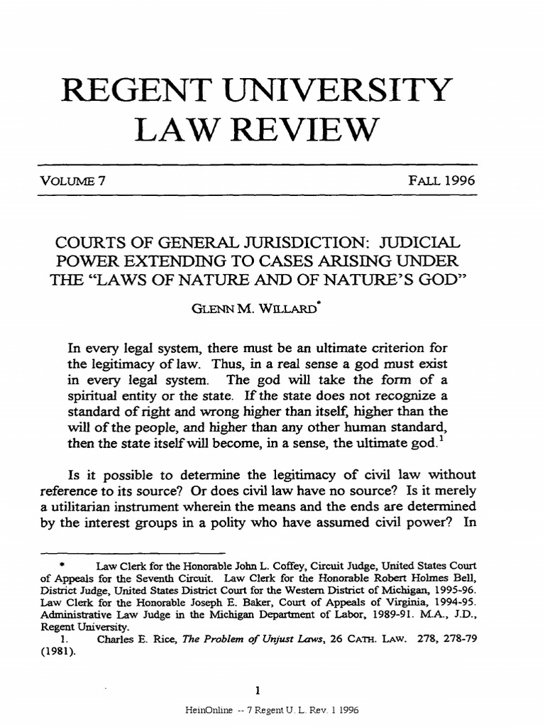 7 Regent ULRev 1 | Download Free PDF | Natural Law | Justice