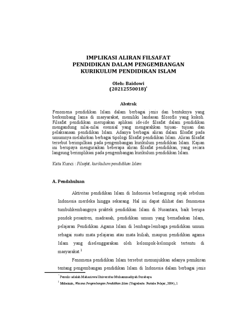 18 - Pkpi - Baidowi - Implikasi Aliran Filsafat Pendidikan Dalam Pengembangan Kurikulum ...