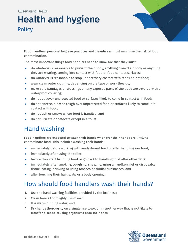 Health Hygiene Policy | PDF | Foodborne Illness | Hygiene