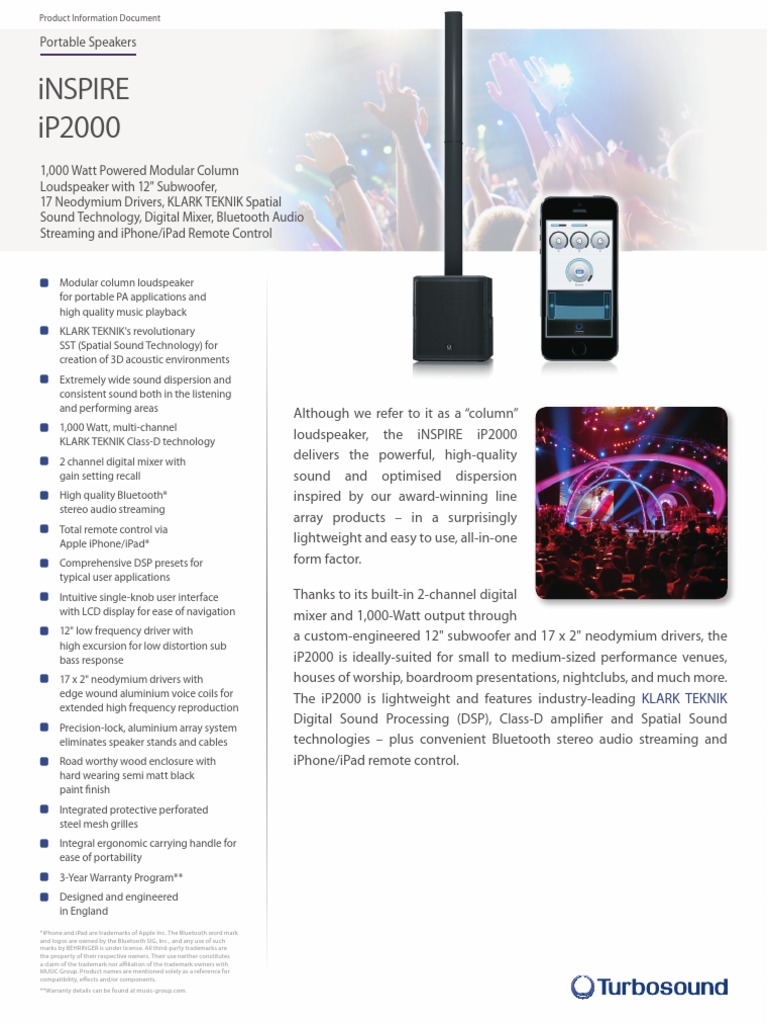 TURBOSOUND Ip2000 P0BKX Product-Information-Document | PDF ...