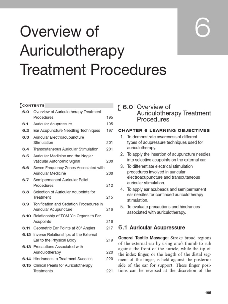 Chapter 6. Overview of Auriculotherapy Treatment Procedures | PDF ...